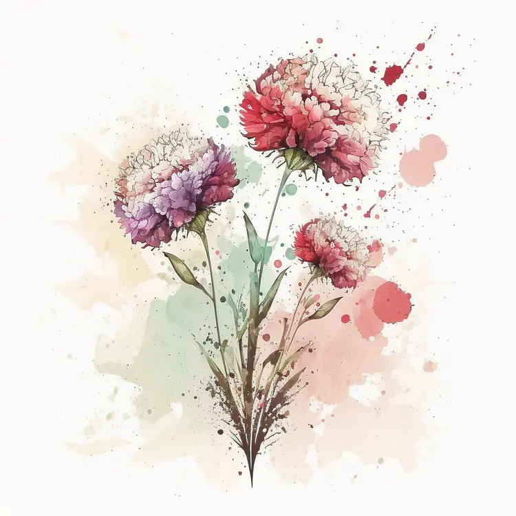 Watercolor Carnation Flower Art