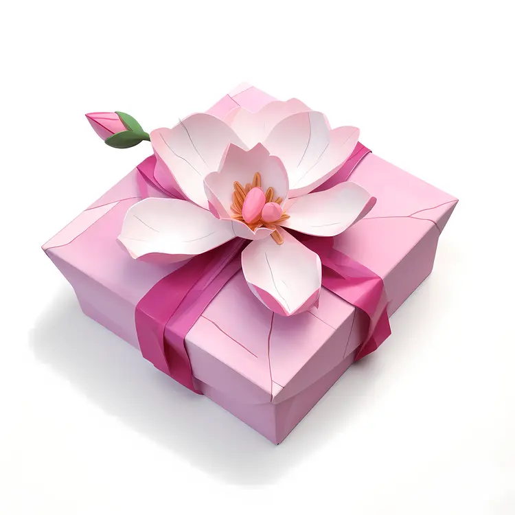 Beautiful Pink Gift Box with Flower Decoration