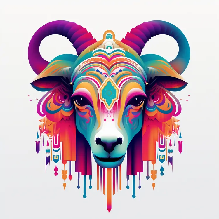 Colorful Abstract Ram Illustration