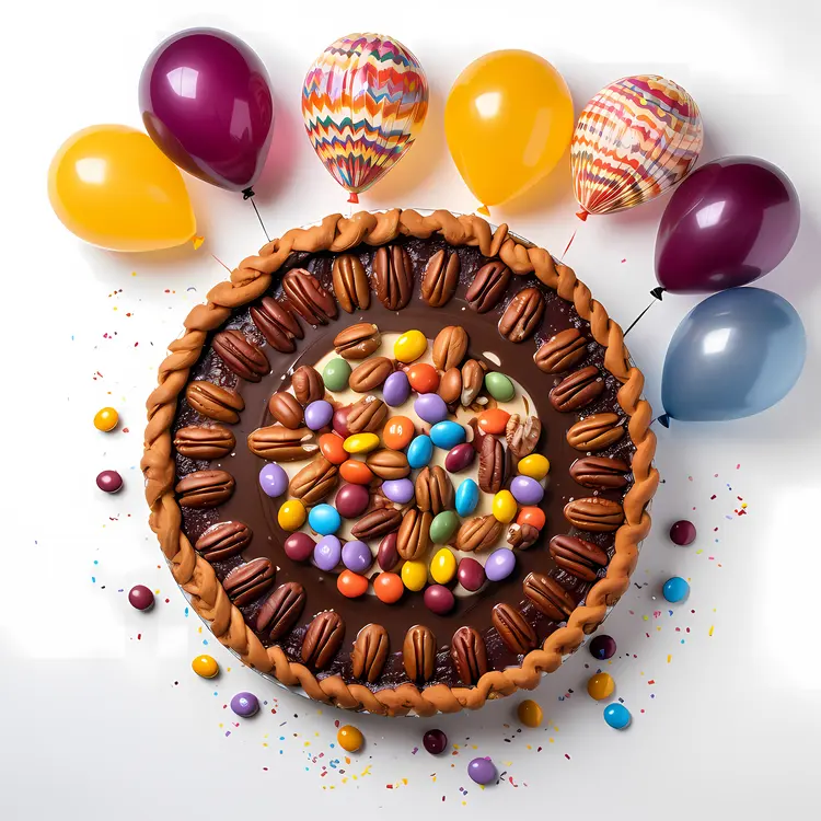 Colorful Chocolate Pie with Balloons for a Birthday Party