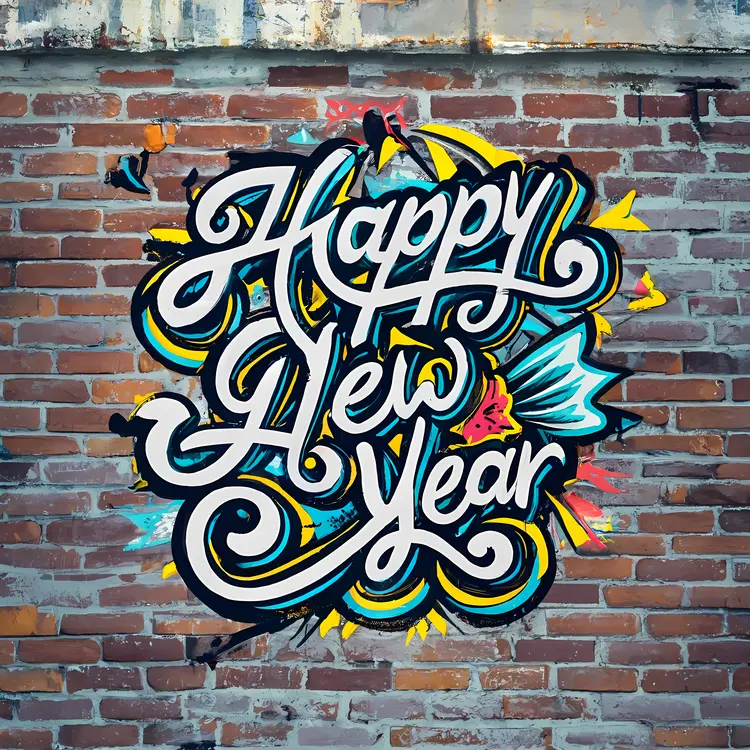 Graffiti Style Happy New Year Text