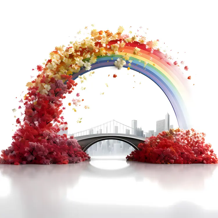 Colorful Rainbow Bridge with Flowers