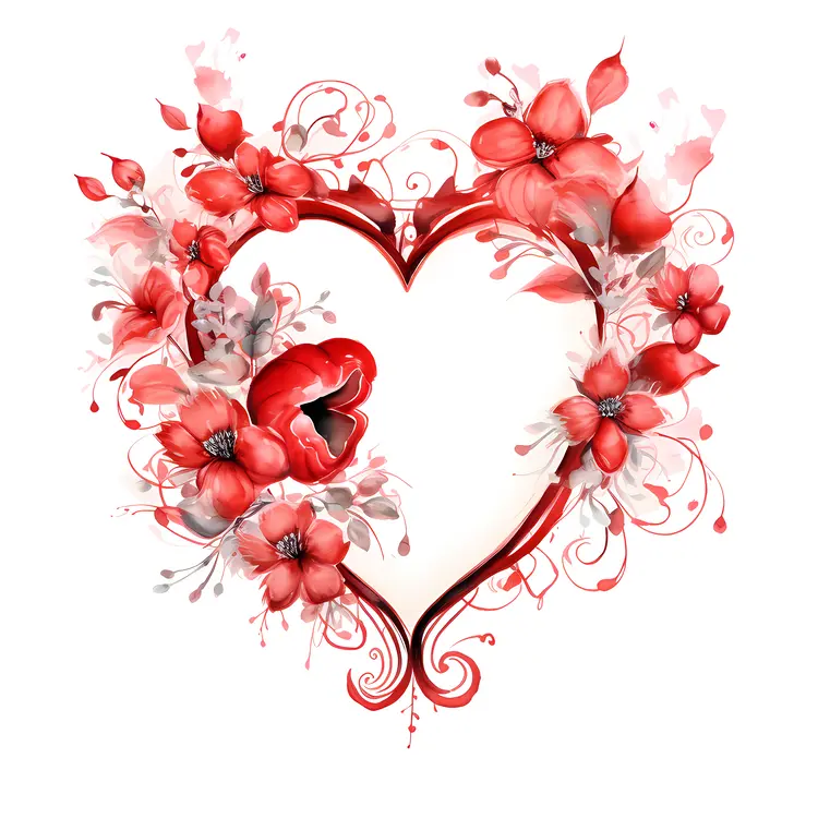 Beautiful Red Floral Heart Frame