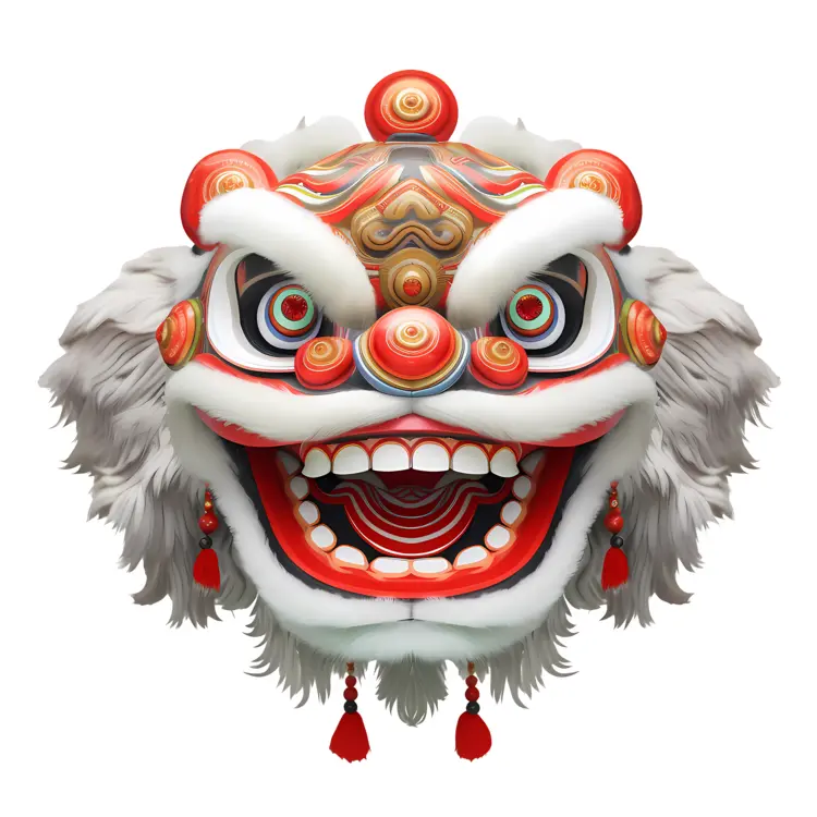 White Traditional Lion Mask