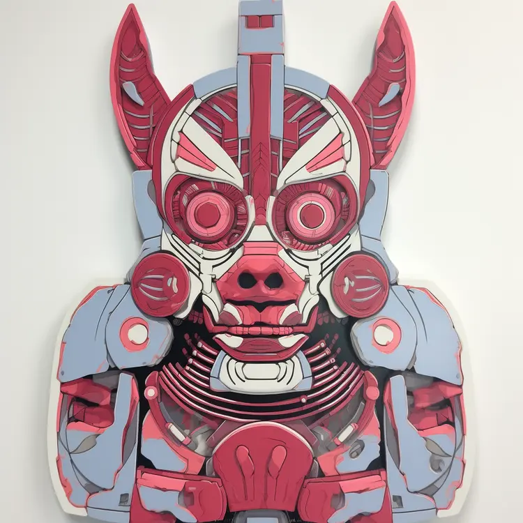 Futuristic Red and Blue Robot Mask