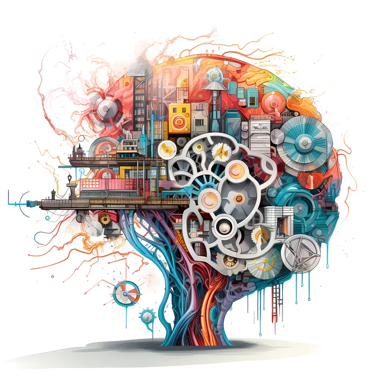 Intricate Mechanical Brain Illustration