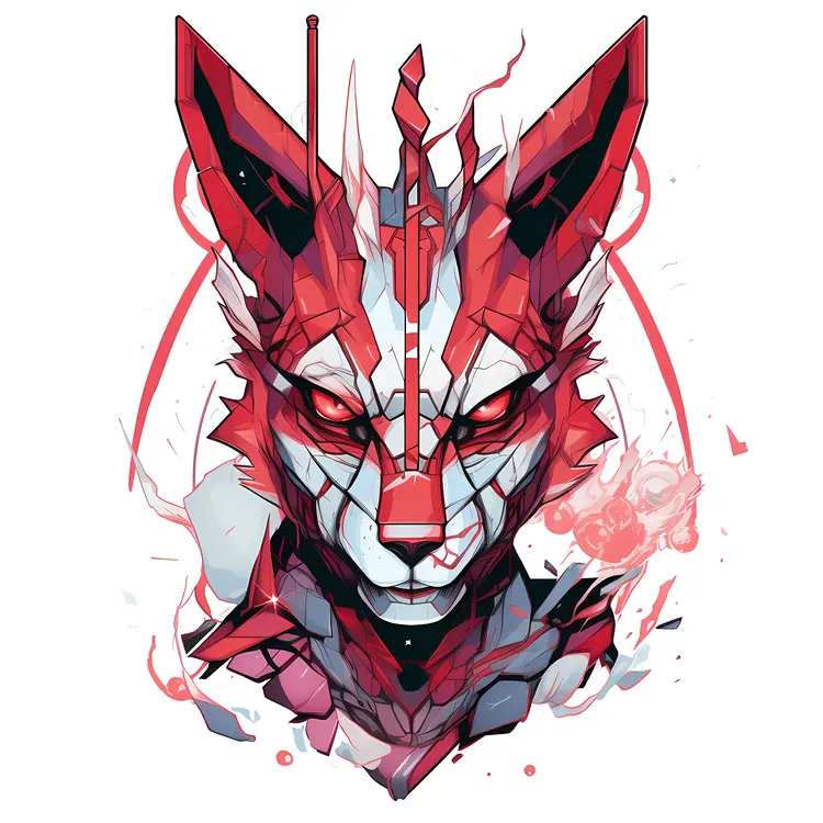 Futuristic Geometric Fox Mask Illustration