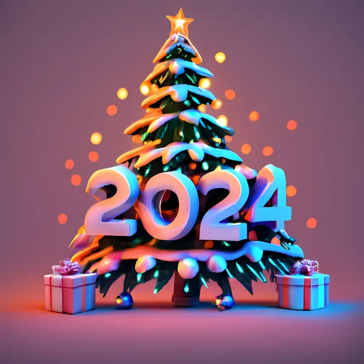 Festive Christmas Tree with 2024