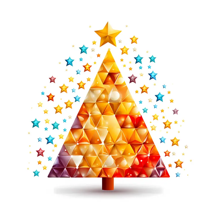 Colorful Geometric Christmas Tree with Star