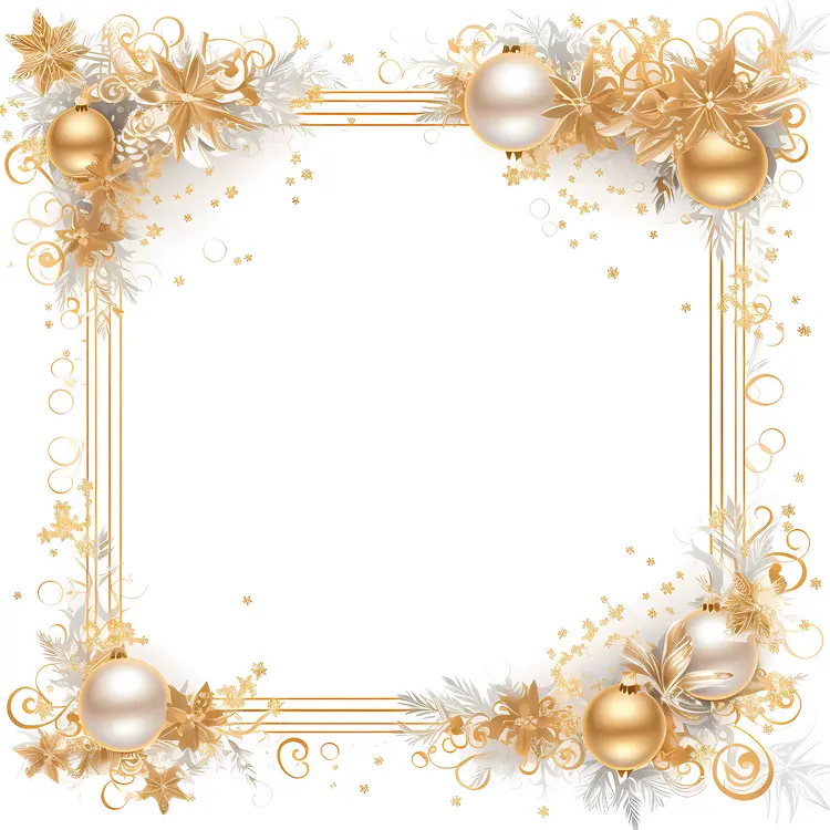 Gold Christmas Frame with Ornaments