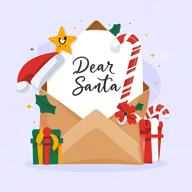 Dear Santa Letter with Christmas Decorations
