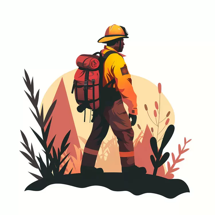 graphic firefighter fire department silhouette trees