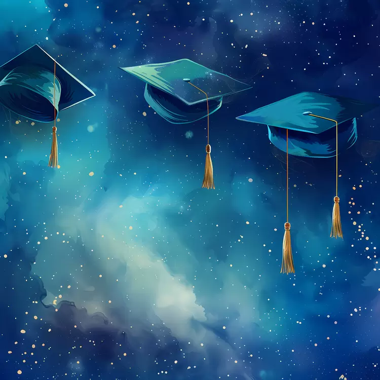 graduation caps celestial space blue