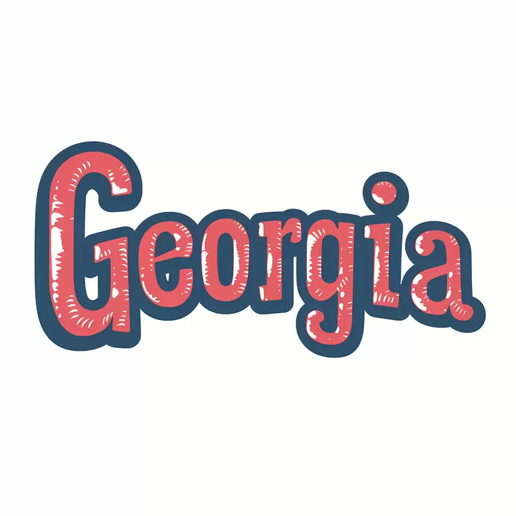 Lettering Hand drawn Vector American flag Georgia