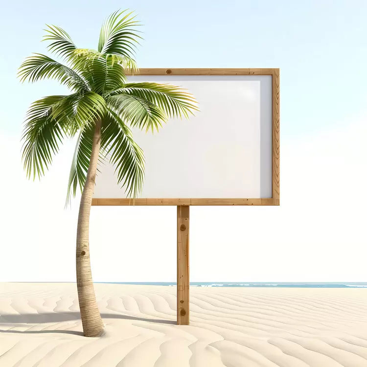 vacation destination summer palm tree sign board ocean view