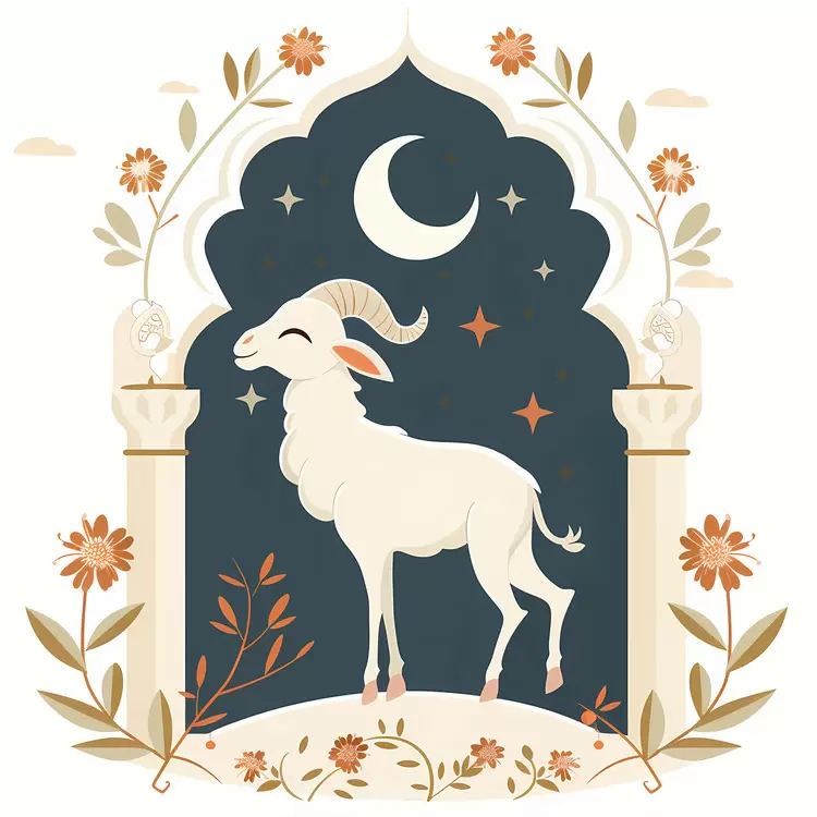 Eid al-Adha night sky ram moon architecture