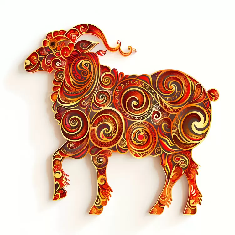 red and orange goat abstract art Chinese Zodiacs design elements swirly ...