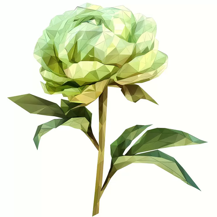 Modern Green Low Poly Flower Stylized