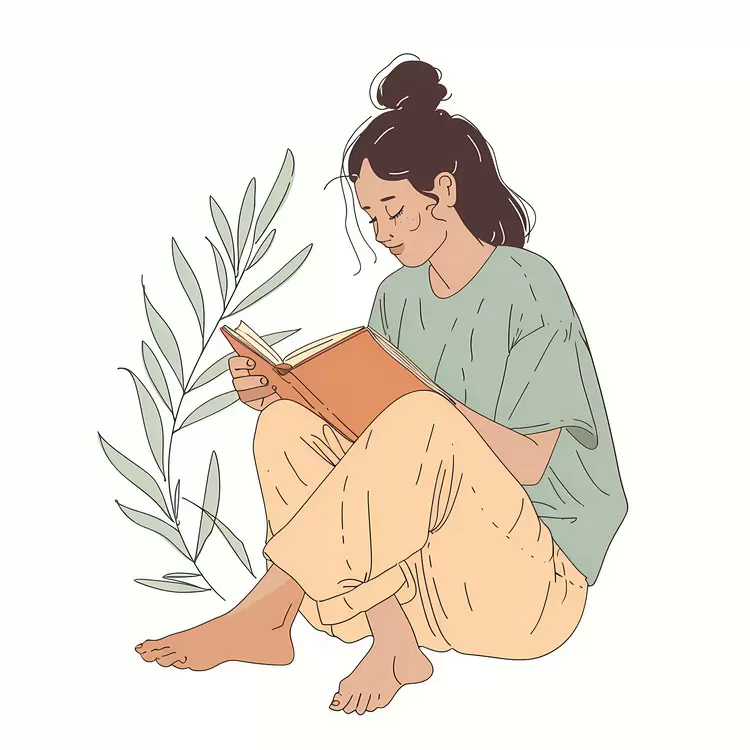 Girl Reading in a Comfortable Position