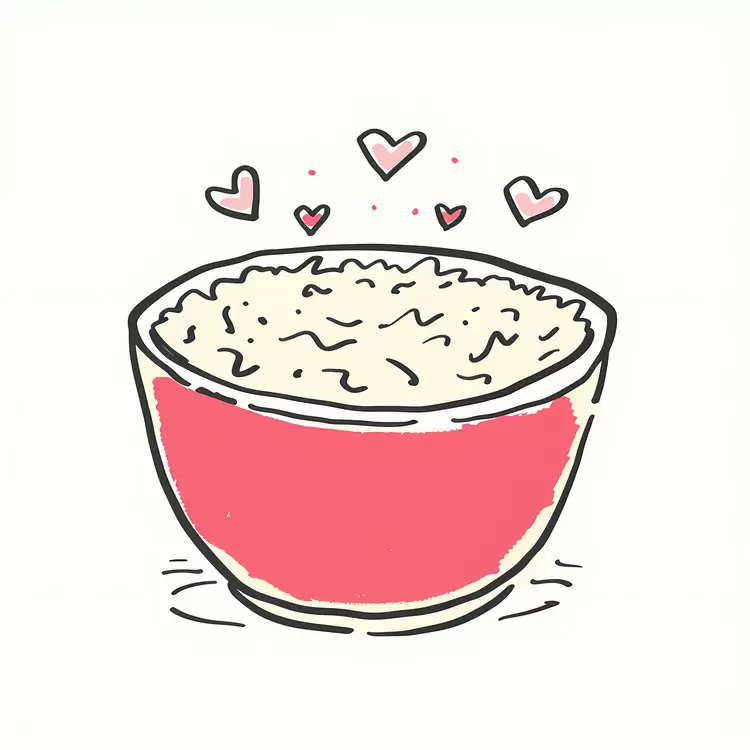 Bowl of Rice with Hearts