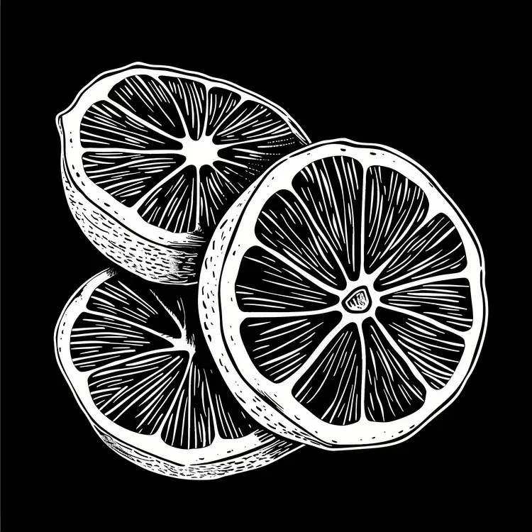 Black and white Hand drawn Fruit Calligraphy Engraving