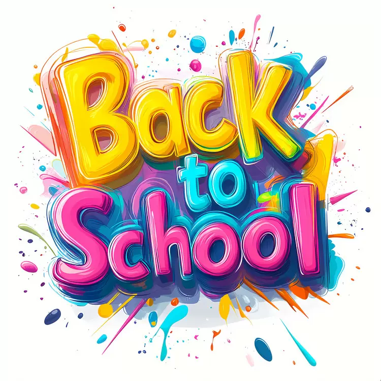 Back to school Paint splatter Lettering Children's education