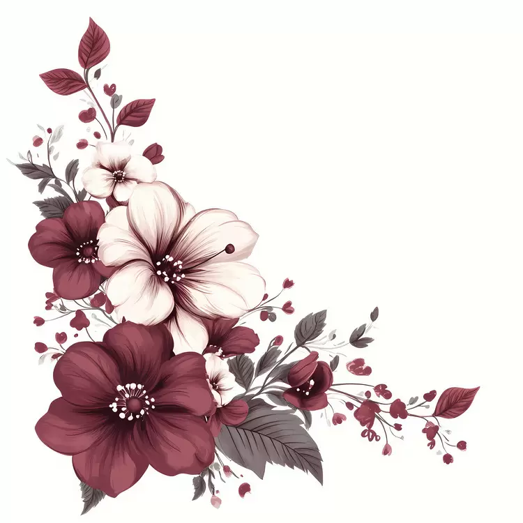 maroon floral corner